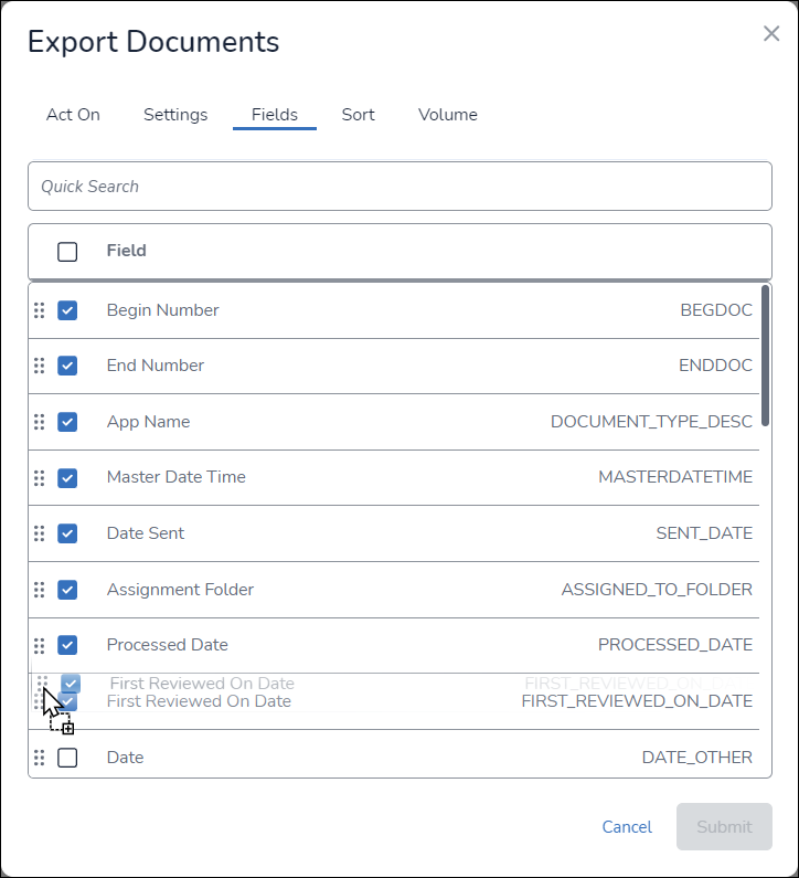 Export Documents from the Review Grid